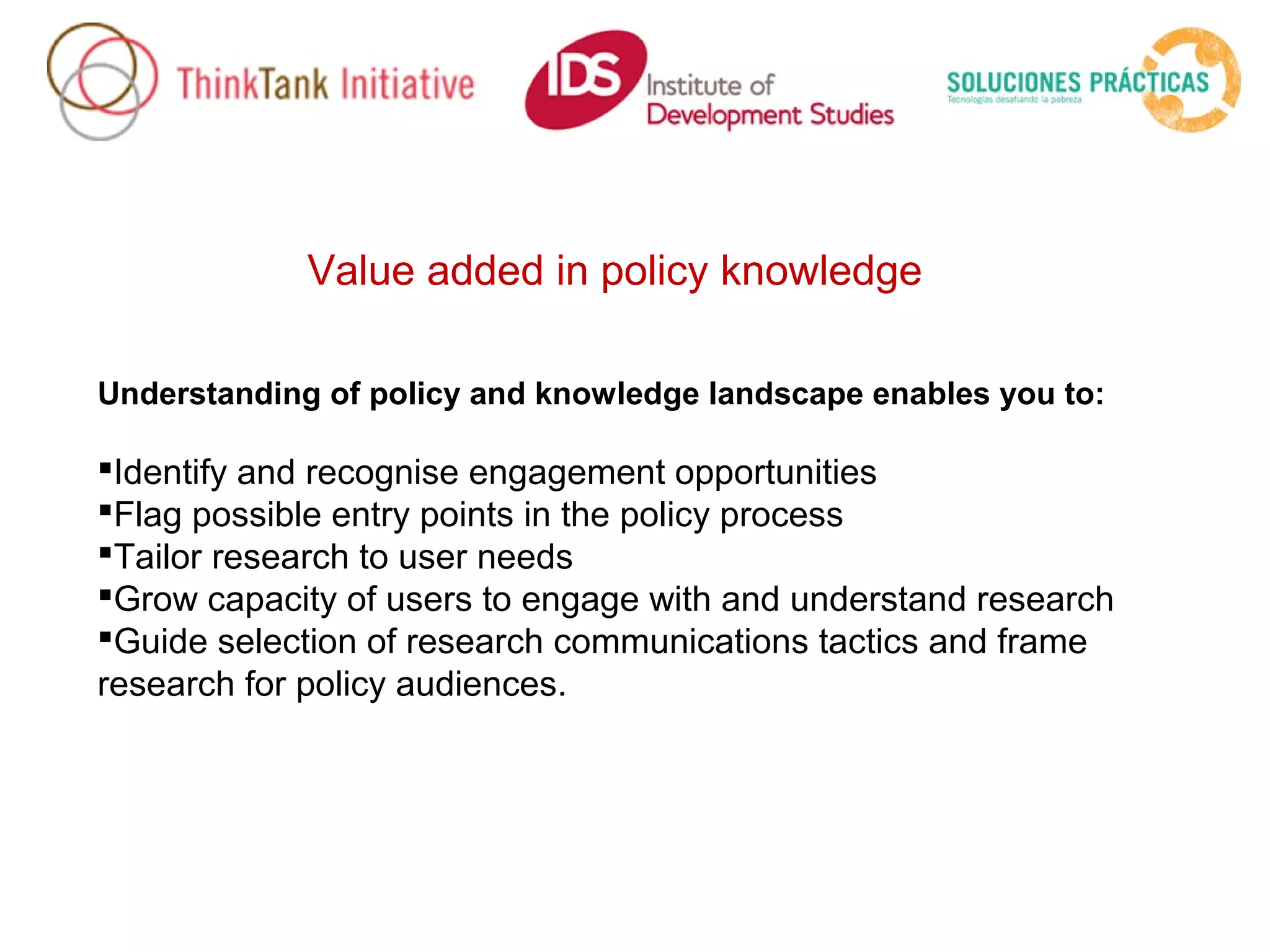 A strategic approach to policy engagement for research organisations | PPT