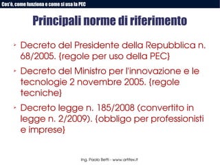 Cos è Come Funziona E Come Si Usa La Pec Ppt