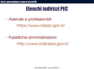 Cos è Come Funziona E Come Si Usa La Pec Ppt