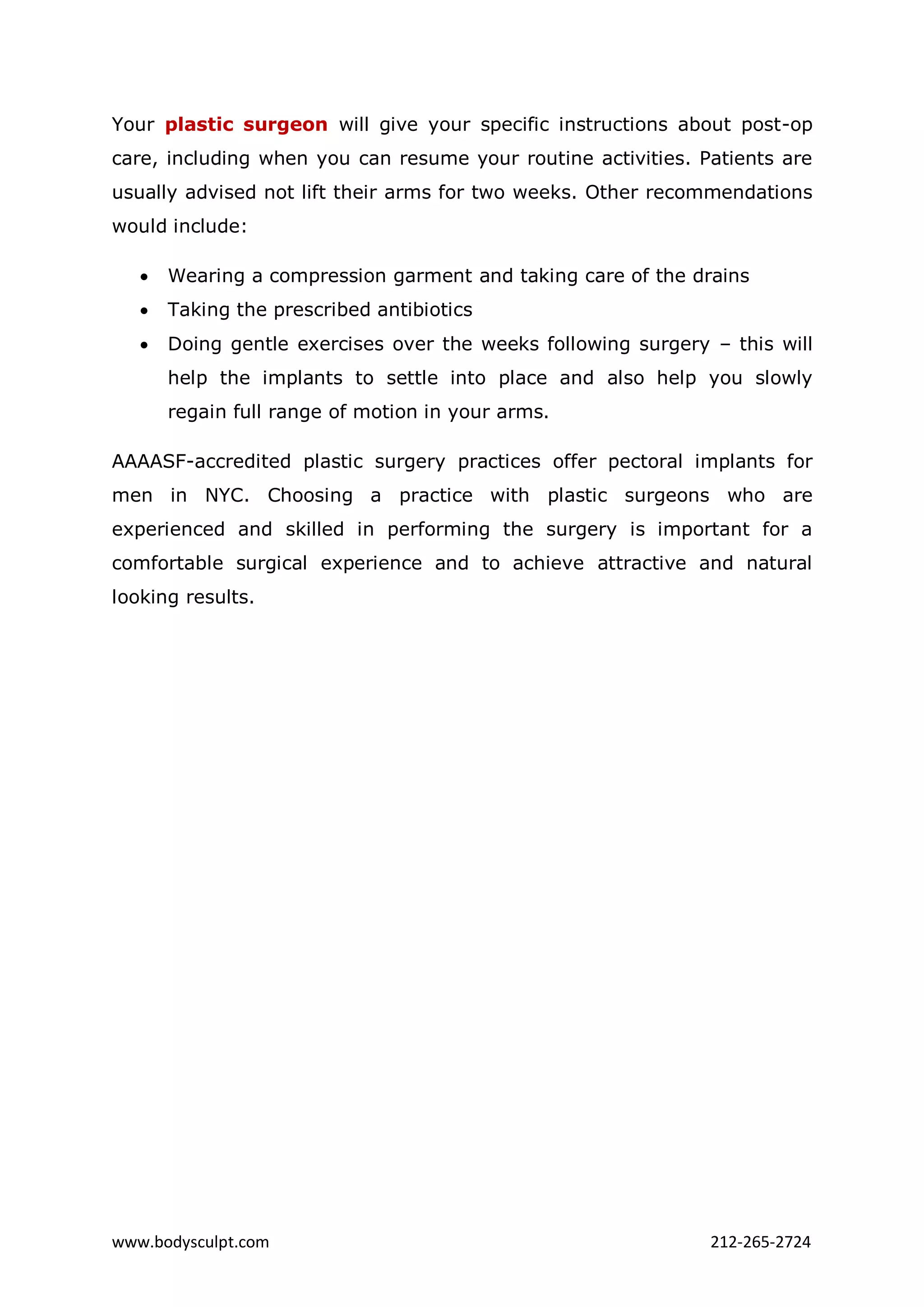 Pectoral Implants for Men - Achieve a Muscular, Well-Defined Chest | PDF