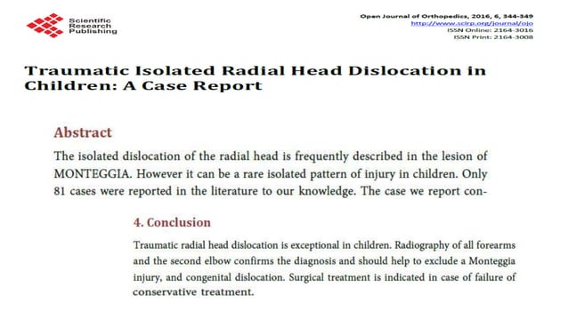 Pediatric Radial head dislocation | PPTX