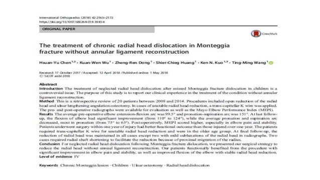 Pediatric Radial head dislocation | PPTX