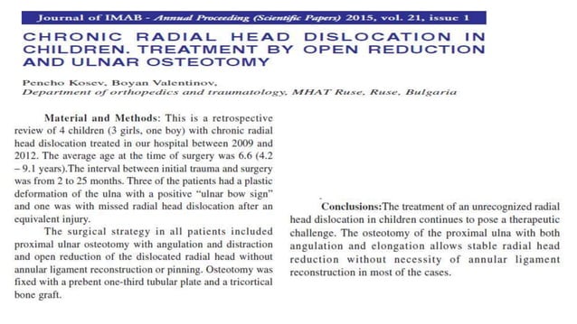 Pediatric Radial head dislocation | PPTX