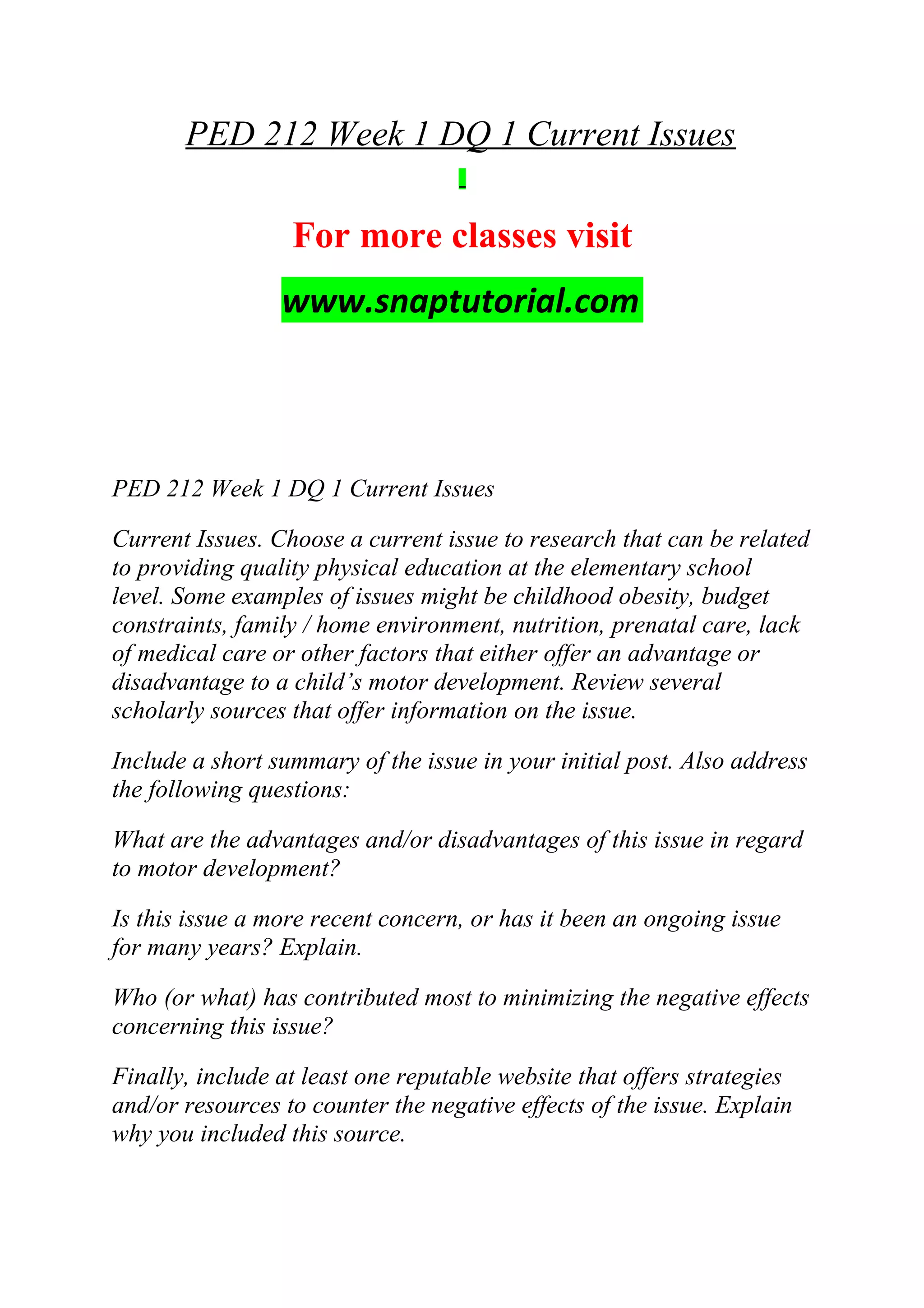 Ped 212 Exceptional Education-snaptutorial.com