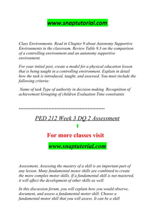 Ped 212 Exceptional Education-snaptutorial.com | Educational Assessment | Education