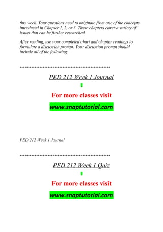 Ped 212 Exceptional Education-snaptutorial.com | Educational Assessment | Education