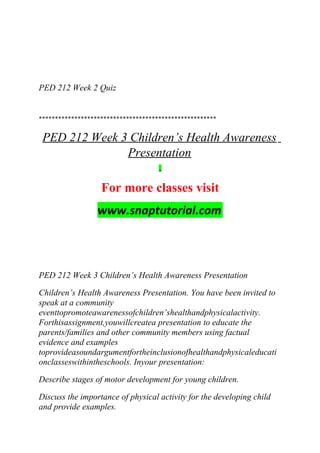 Ped 212 Exceptional Education-snaptutorial.com | Educational Assessment | Education