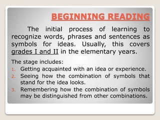 Ped 2 major stages of reading skills development | PPTX