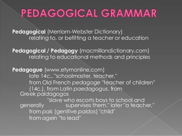 Pedagogical grammar