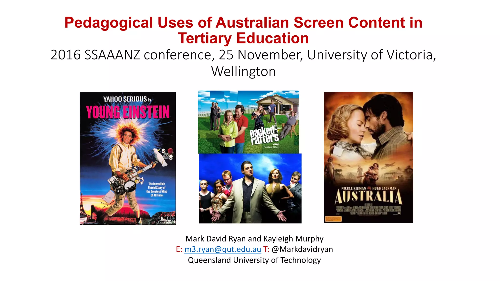 Pedagogical uses of Australian screen content in tertiary education | PPT