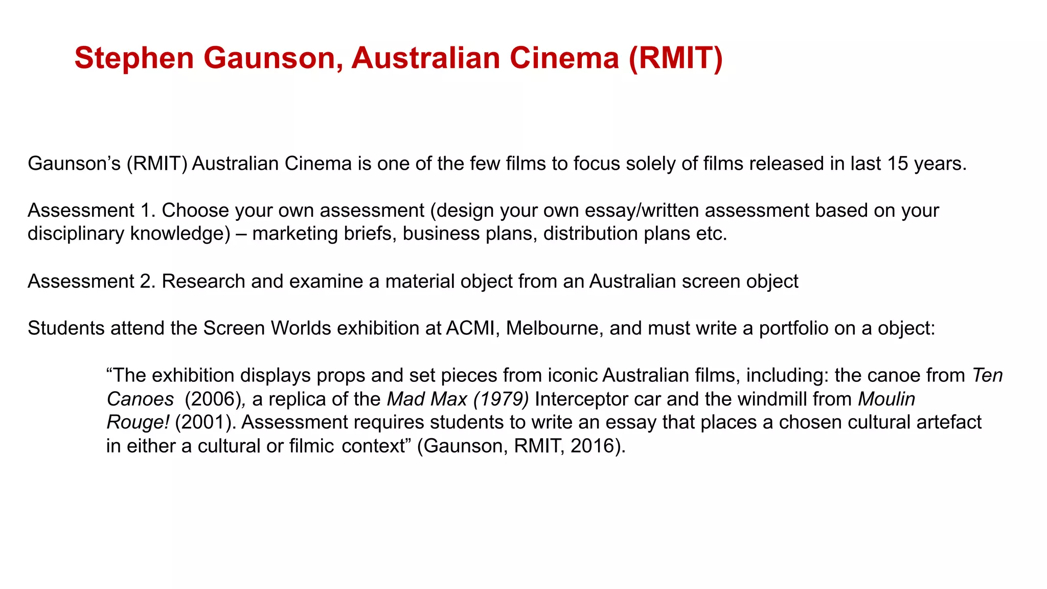 Pedagogical uses of Australian screen content in tertiary education | PPT