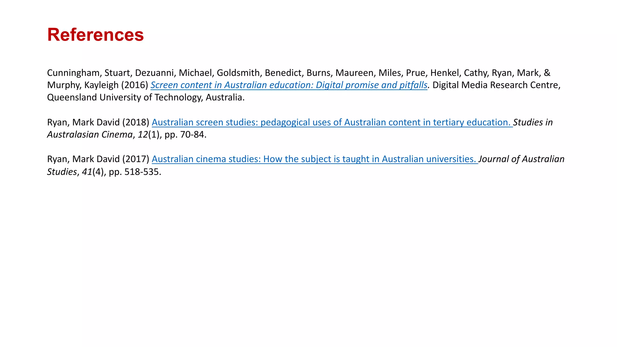 Pedagogical uses of Australian screen content in tertiary education | PPT