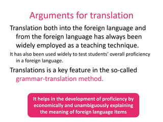 Pedagogical uses of translation | PPT
