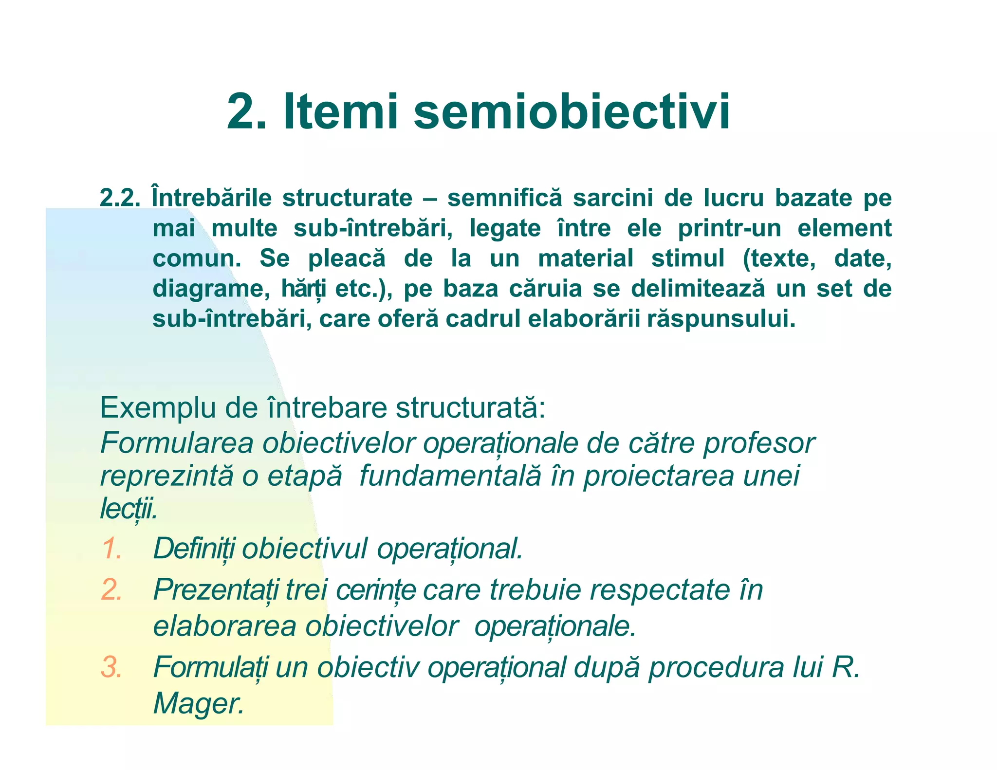 Pedagogie 2 curs 8_testul docimologic | PPTX