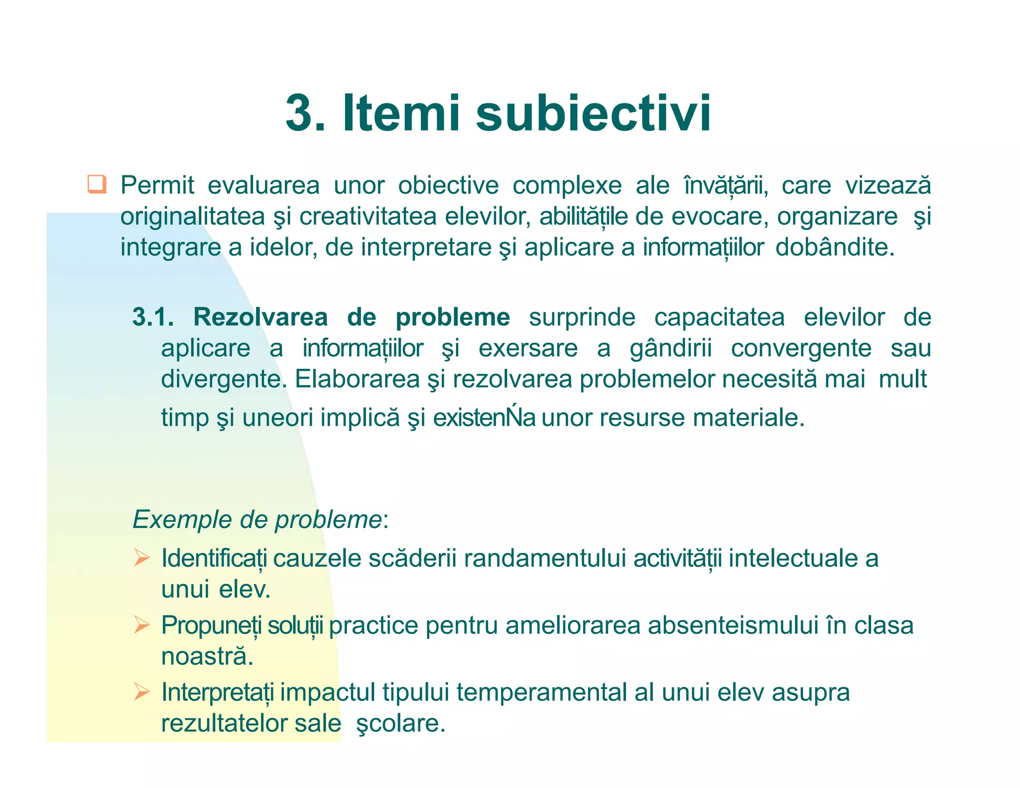 Pedagogie 2 curs 8_testul docimologic | PPTX