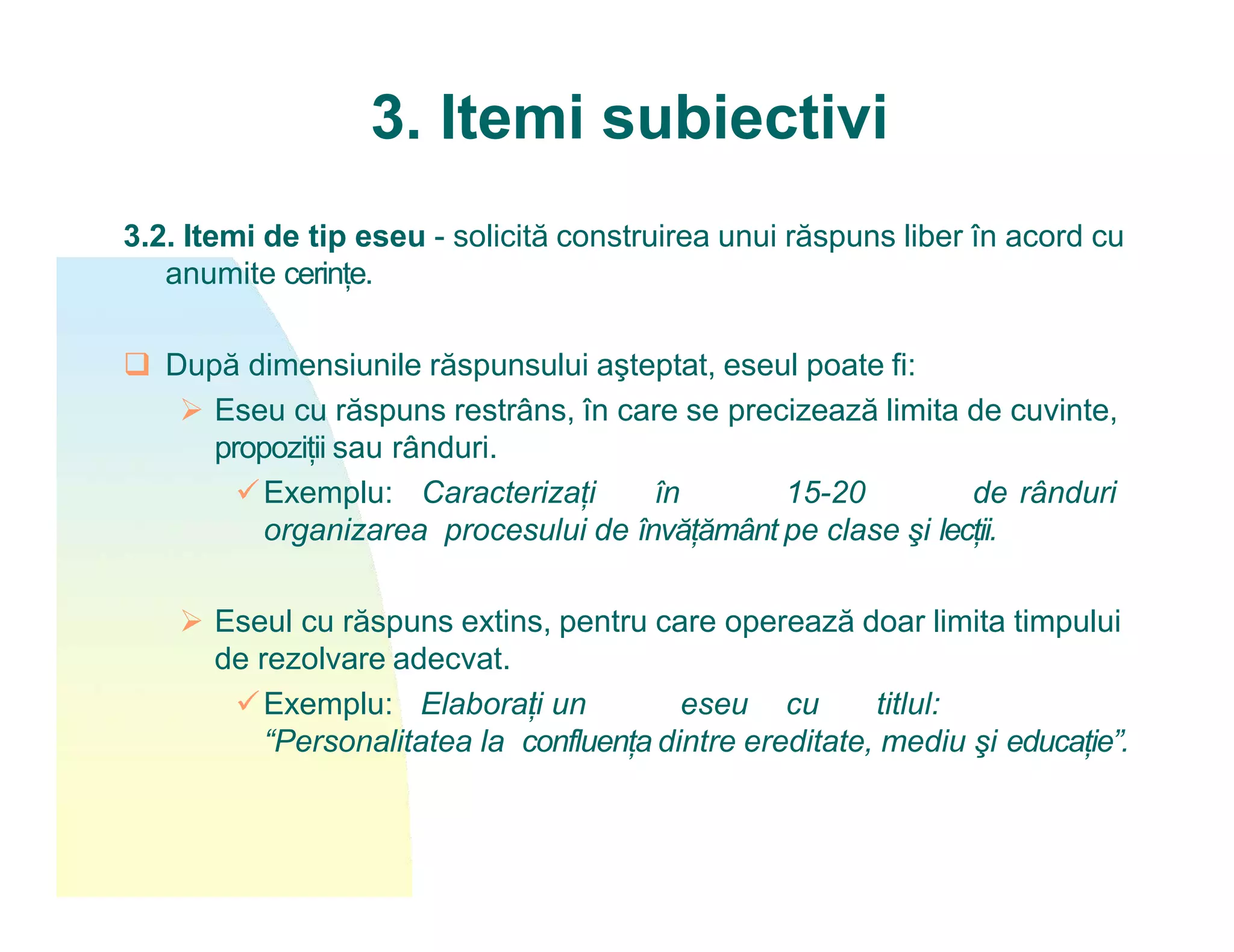 Pedagogie 2 curs 8_testul docimologic | PPTX