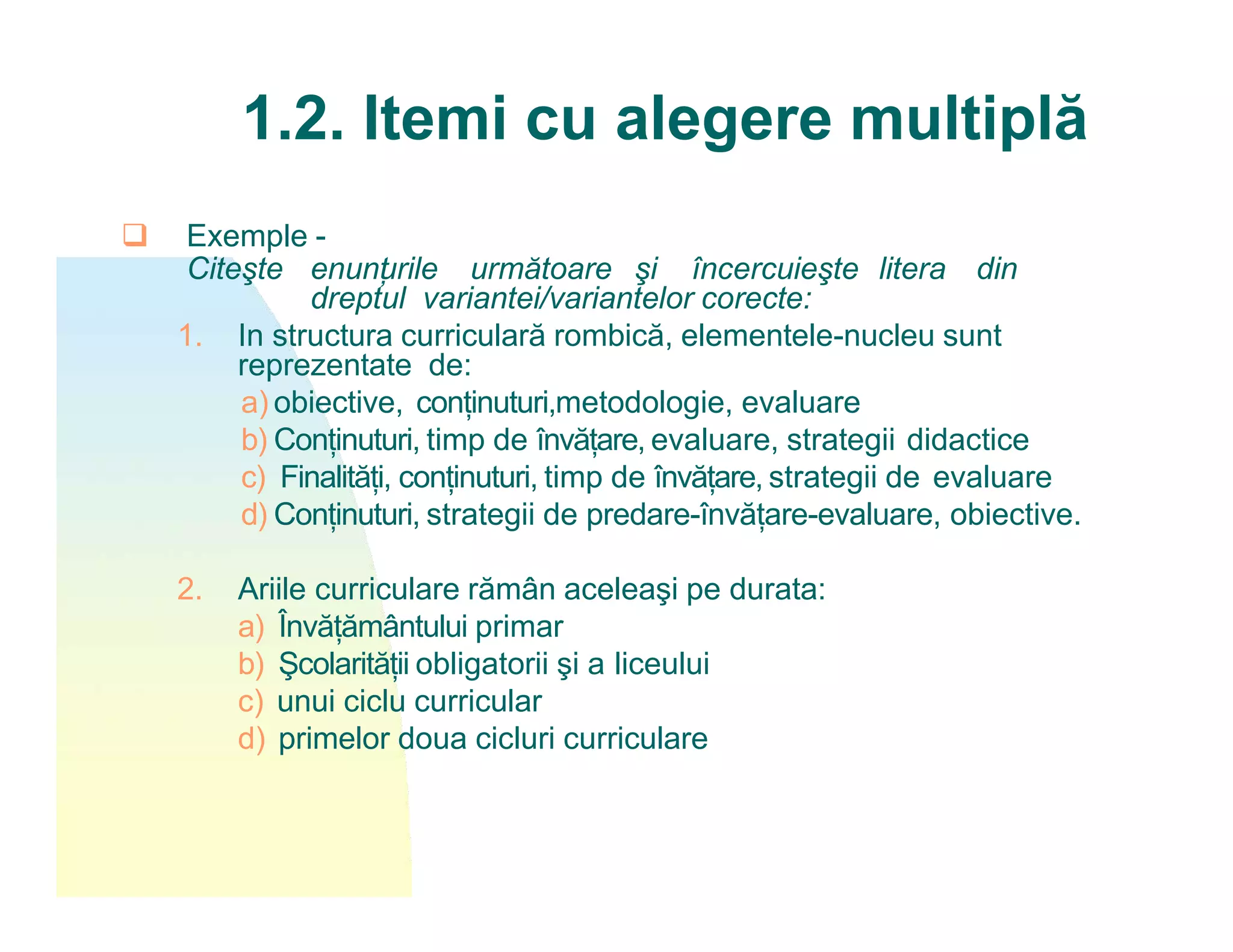 Pedagogie 2 curs 8_testul docimologic | PPTX