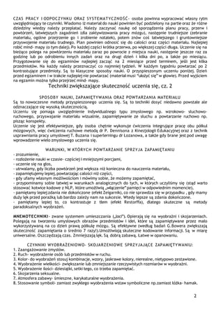 Techniki zwiększające skuteczność uczenia się | PDF