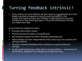 Coaches as extrinsic motivators and supporter of intrinsic development ...
