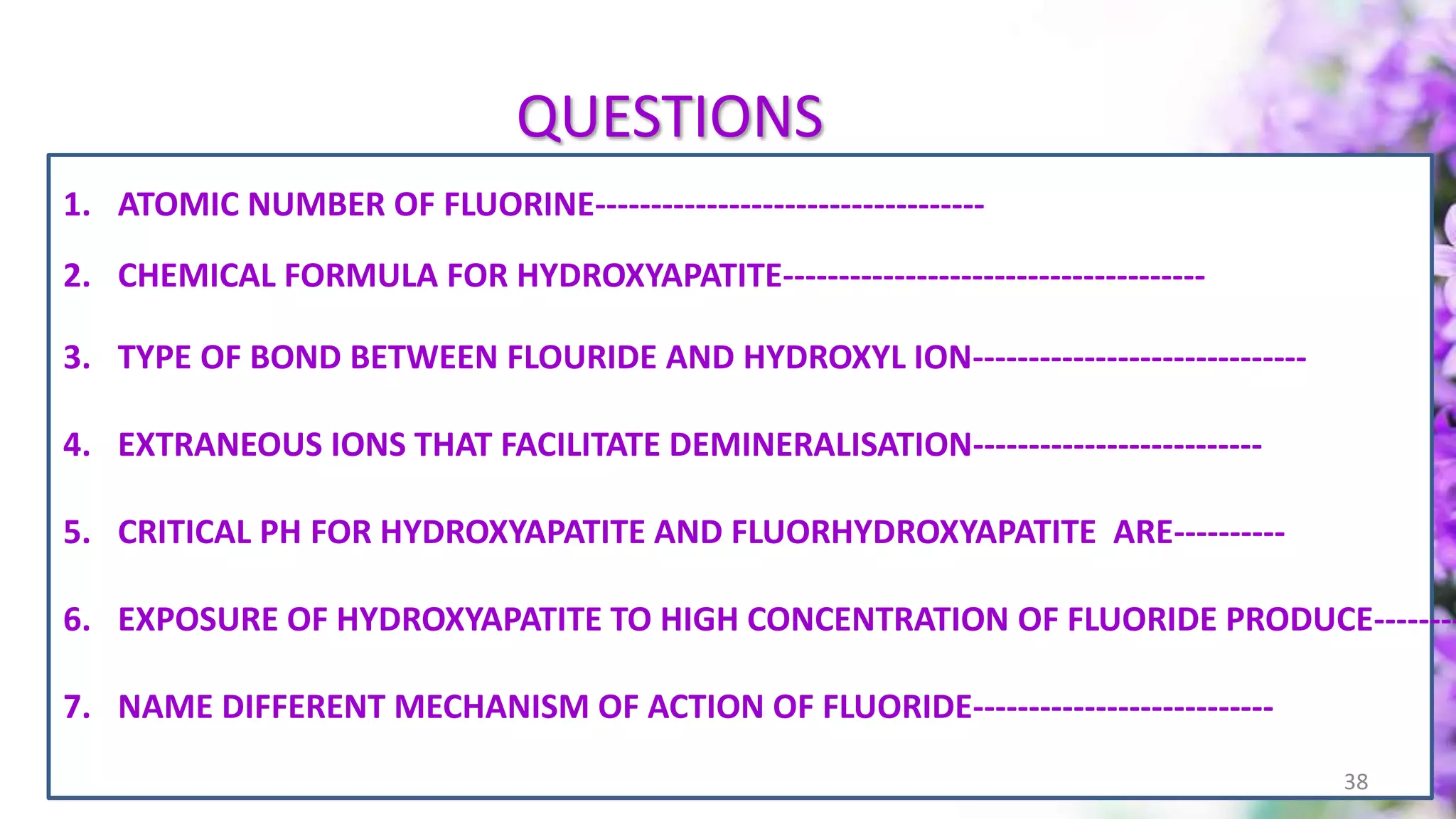 MECHANISM OF ACTION OF FLUORIDE | PPTX