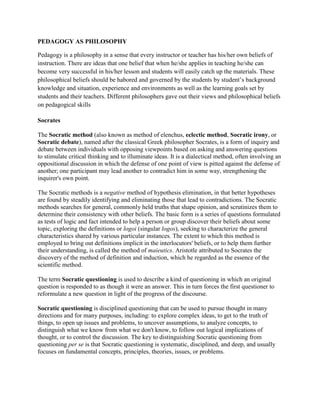 Pedagogy as a philosophy as well as science of teaching | DOCX