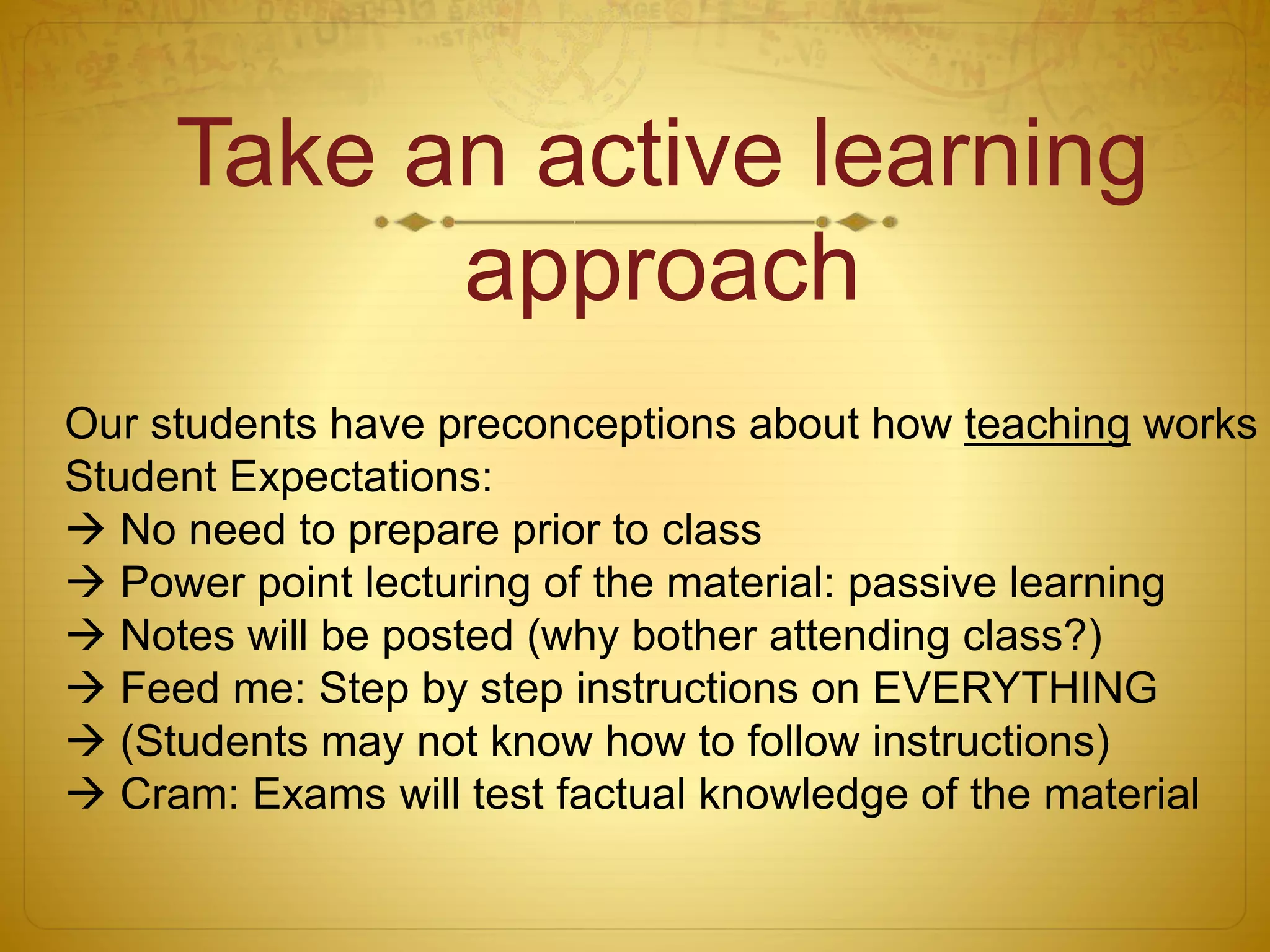 Pre, Active, and Post: Taking Learning Beyond the Lecture | PPT