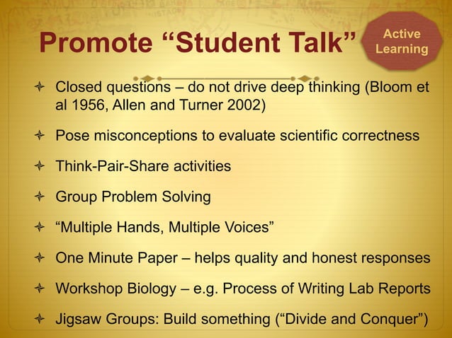 Pre, Active, and Post: Taking Learning Beyond the Lecture | PPT