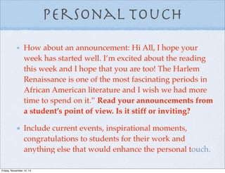 Pedagogy: Humanizing an Online Class | PPT