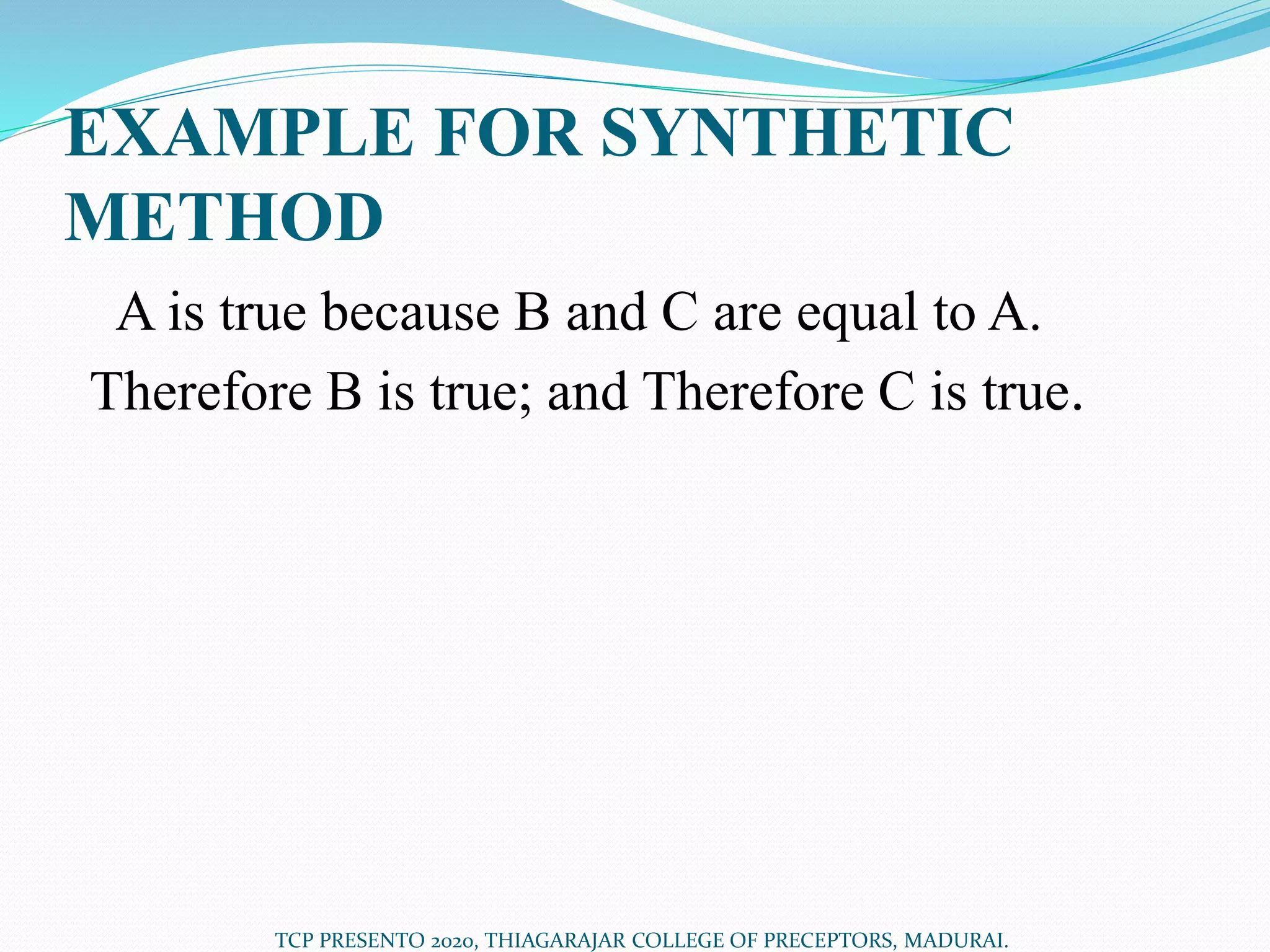 DIFFERENTIATION BETWEEN ANALYTICAL METHOD AND SYNTHETIC METHOD OF TEACHING USING SUITABLE ...