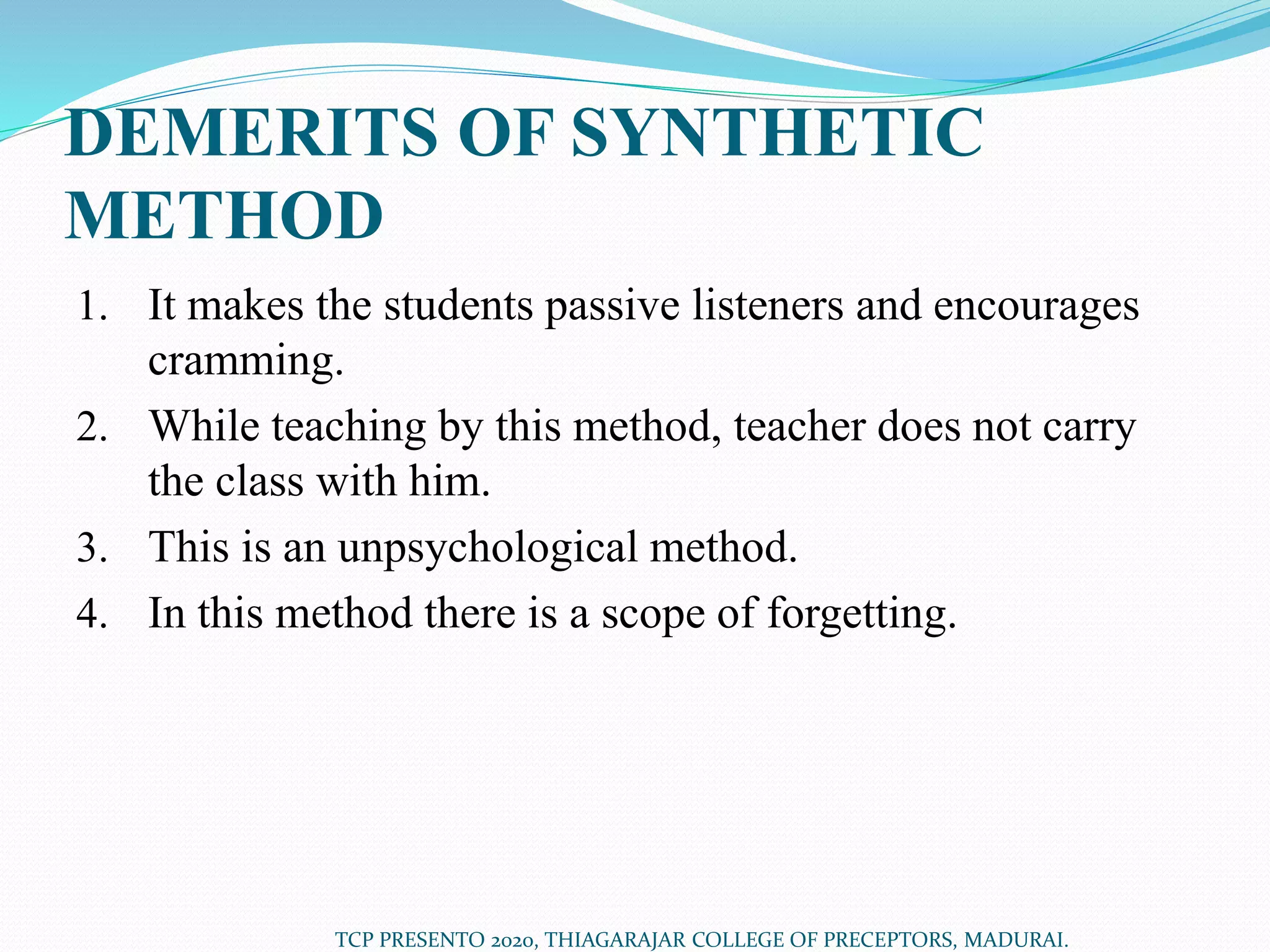 DIFFERENTIATION BETWEEN ANALYTICAL METHOD AND SYNTHETIC METHOD OF ...
