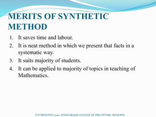 DIFFERENTIATION BETWEEN ANALYTICAL METHOD AND SYNTHETIC METHOD OF ...
