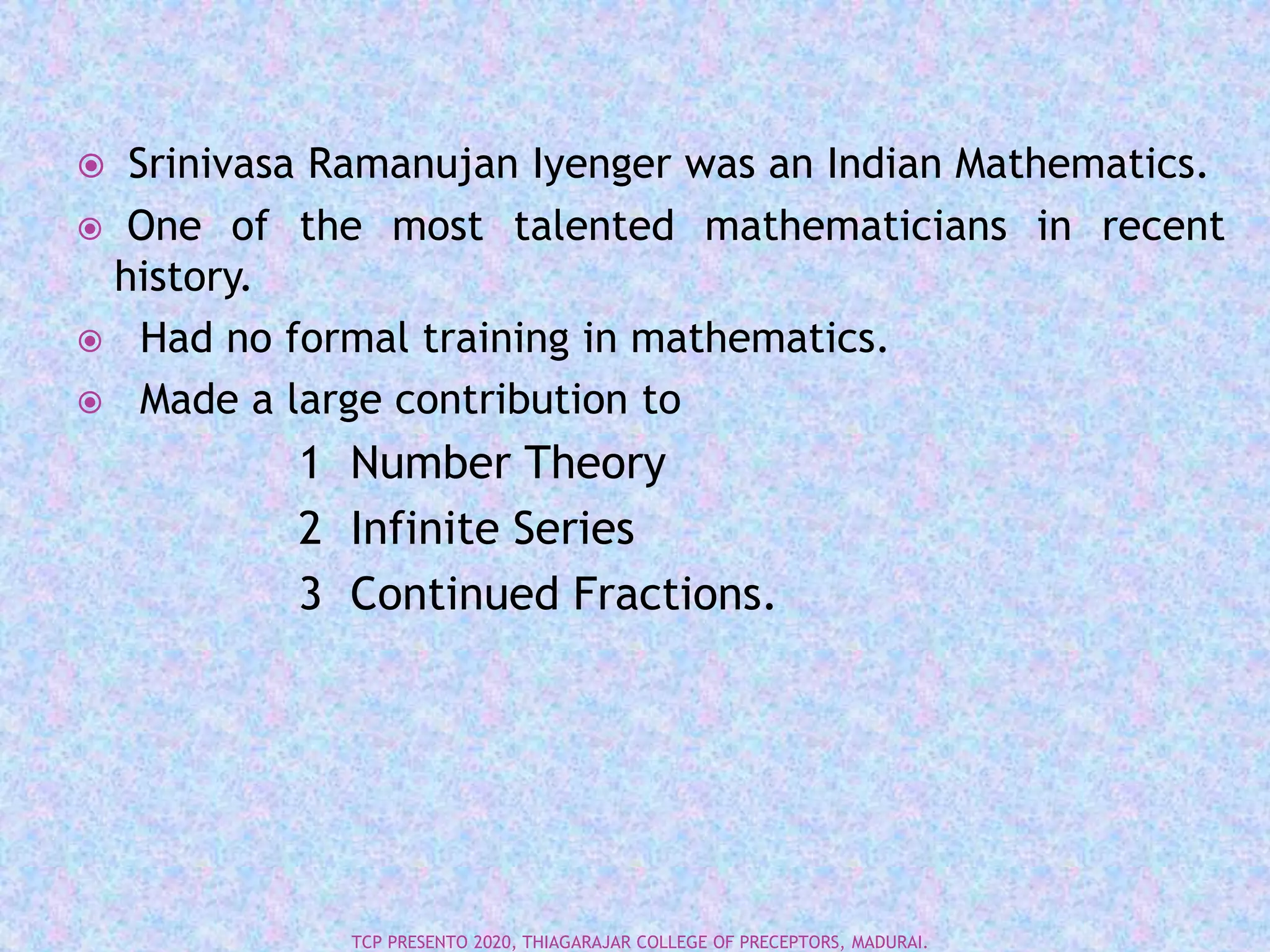 HISTORY OF RAMANUJAN | PPTX