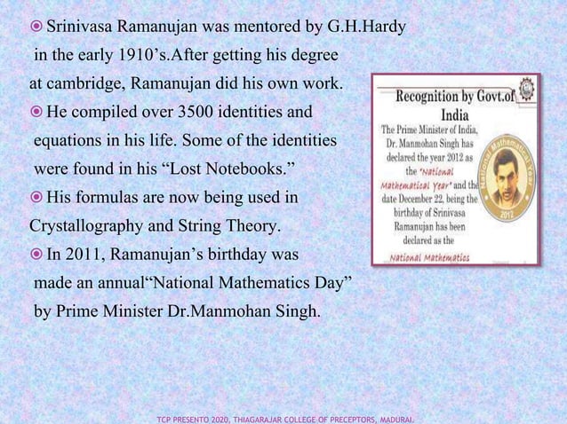 HISTORY OF RAMANUJAN | PPTX