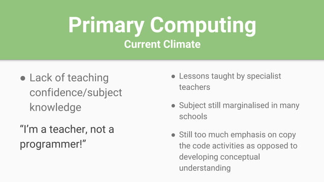 Approaches to teaching primary computing | PPT