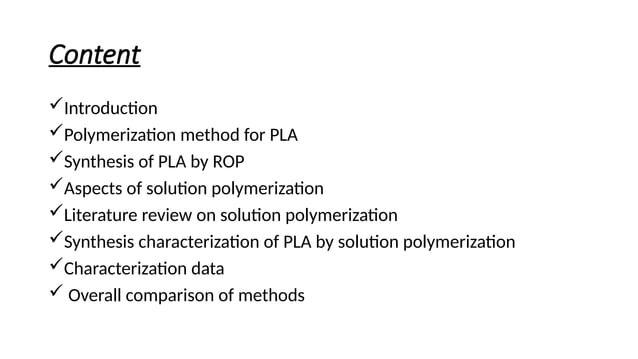 Synthesis of polylactic acid by Harsh Desai.pptx | Chemistry | Science