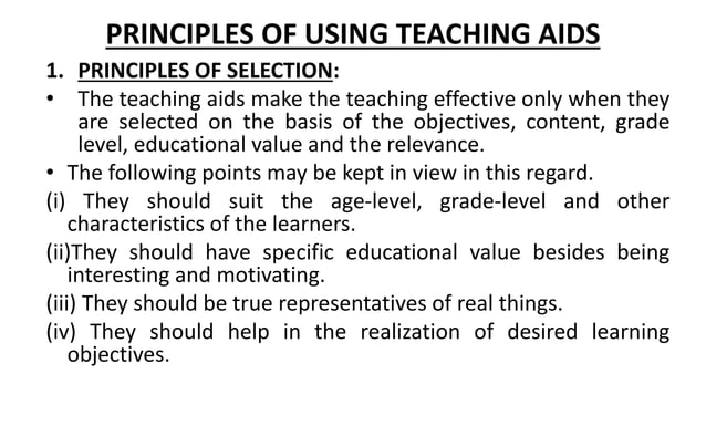 TYPES AND PRINCIPLE OF TEACHING AIDS(PEDAGOGY) | PPT
