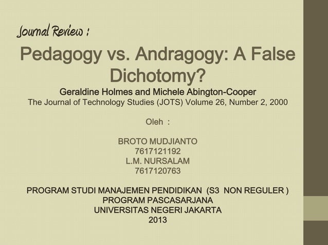 Pedagogy vs andragogy presentation | PPTX