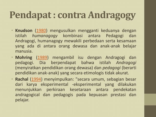Pedagogy vs andragogy presentation | PPTX