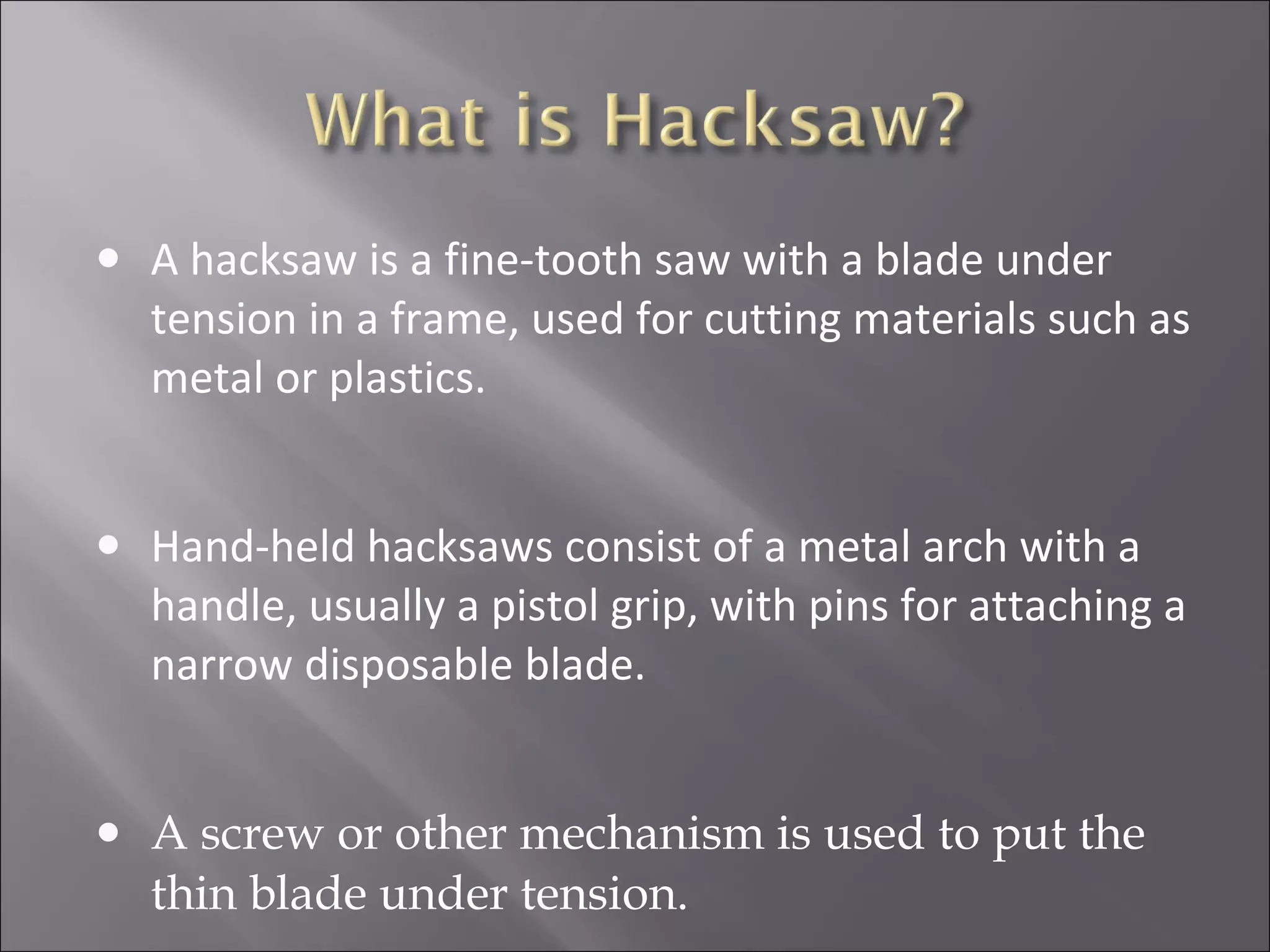 Pedal power hacksaw | PPT
