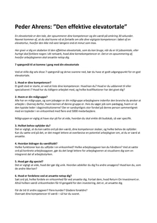 Peder ahrens forslag til elevatortale | PDF