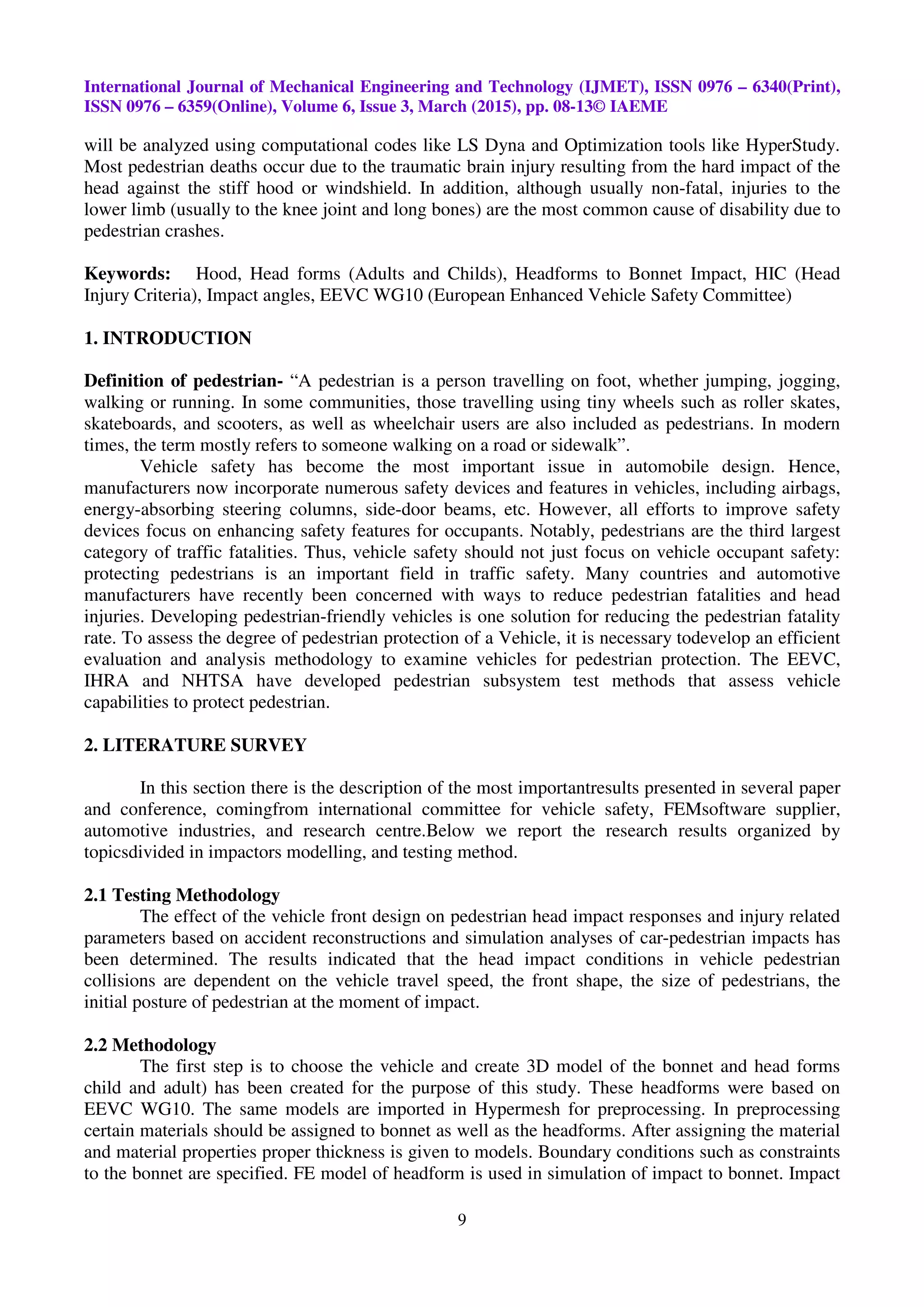 Pedestrian head impact analysis | PDF