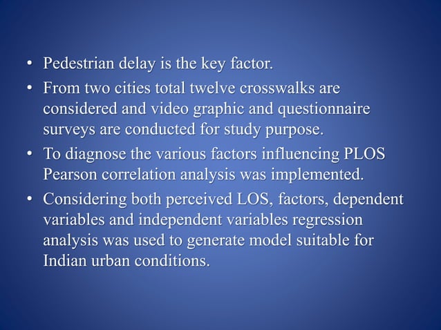 Pedestrian Level Of Service For Crosswalks At Urban Intersections Ppt