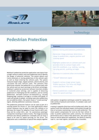 Pedestrian Detection Technology - Brochure | PDF
