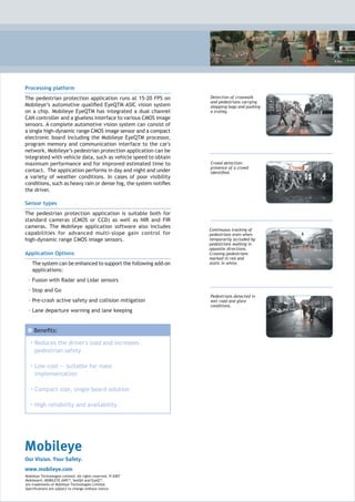 Pedestrian Detection Technology - Brochure | PDF