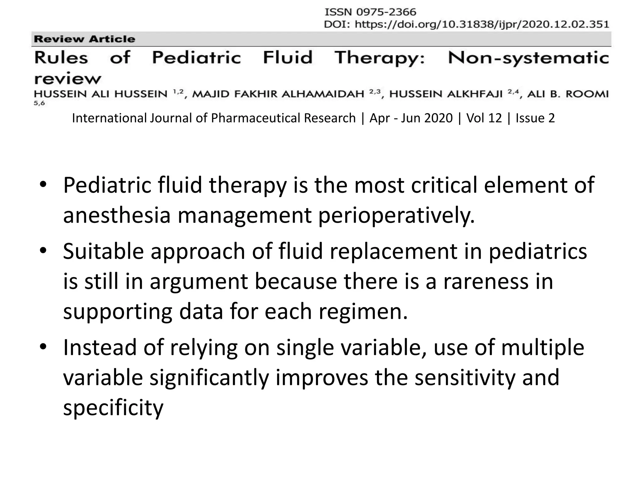 Pediatric fluid management in liver transplant | PPTX
