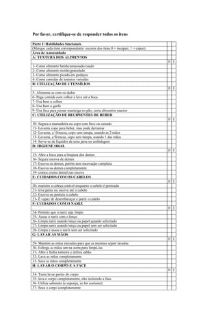 Pedi Formulário de avaliação pediatrica fisio | PDF