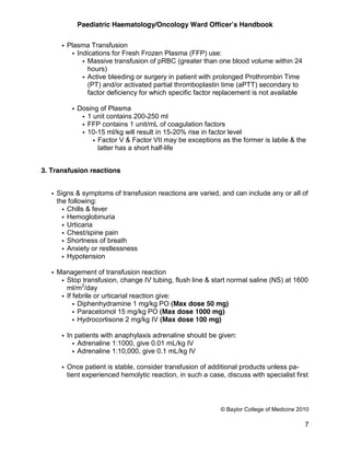 Pediatric hematology-oncology-ward-officer-handbook | PDF