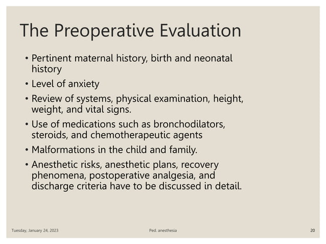 Pediatric Anesthesia.pptx | Lung and Respiratory Health | Diseases and ...