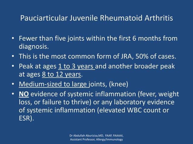 Pediatric Arthritis Syndromes | PPTX | Physical Therapy | Wellness