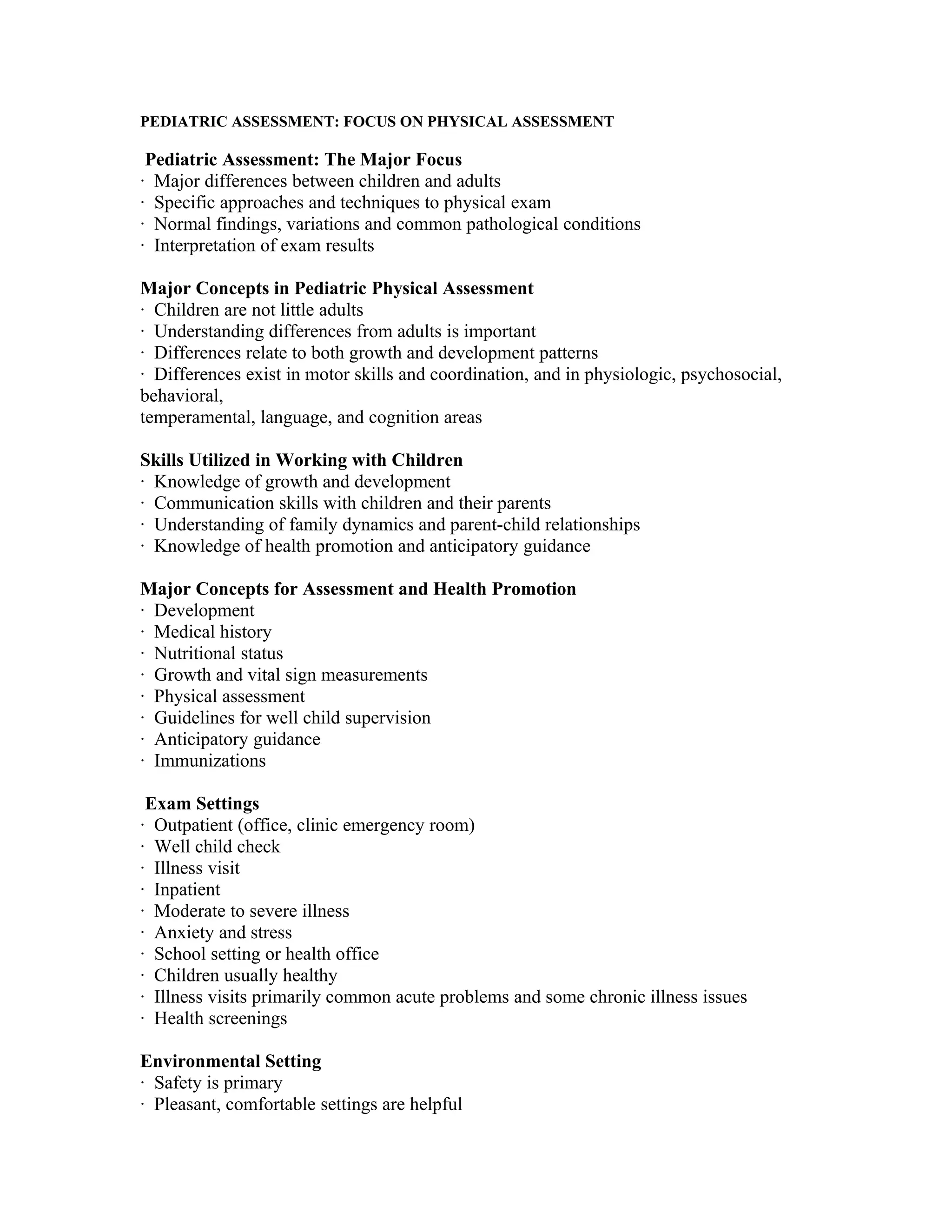 Pediatric Assessment | DOC